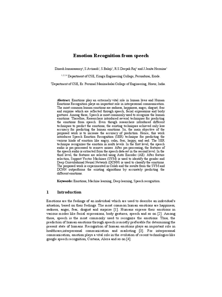 Speech Emotion Recognition Using Deep Convolutional Neural Network for Accurately Predicting ...
