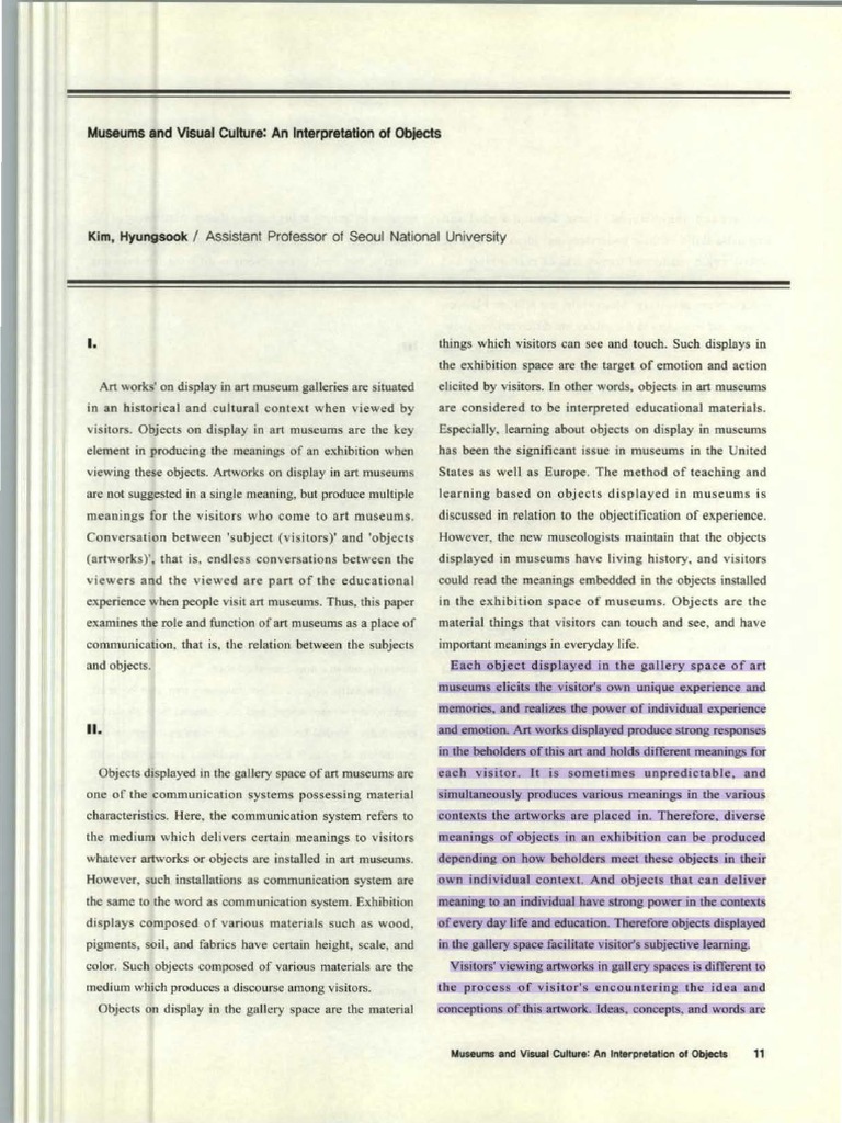 Interpreting Objects in Art Museums | PDF | Museum | Emotions