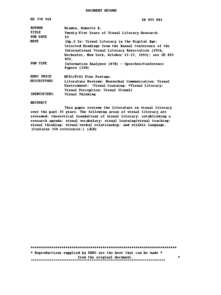 Twenty-Five Years of Visual Literacy Research | PDF | Literacy | Typography