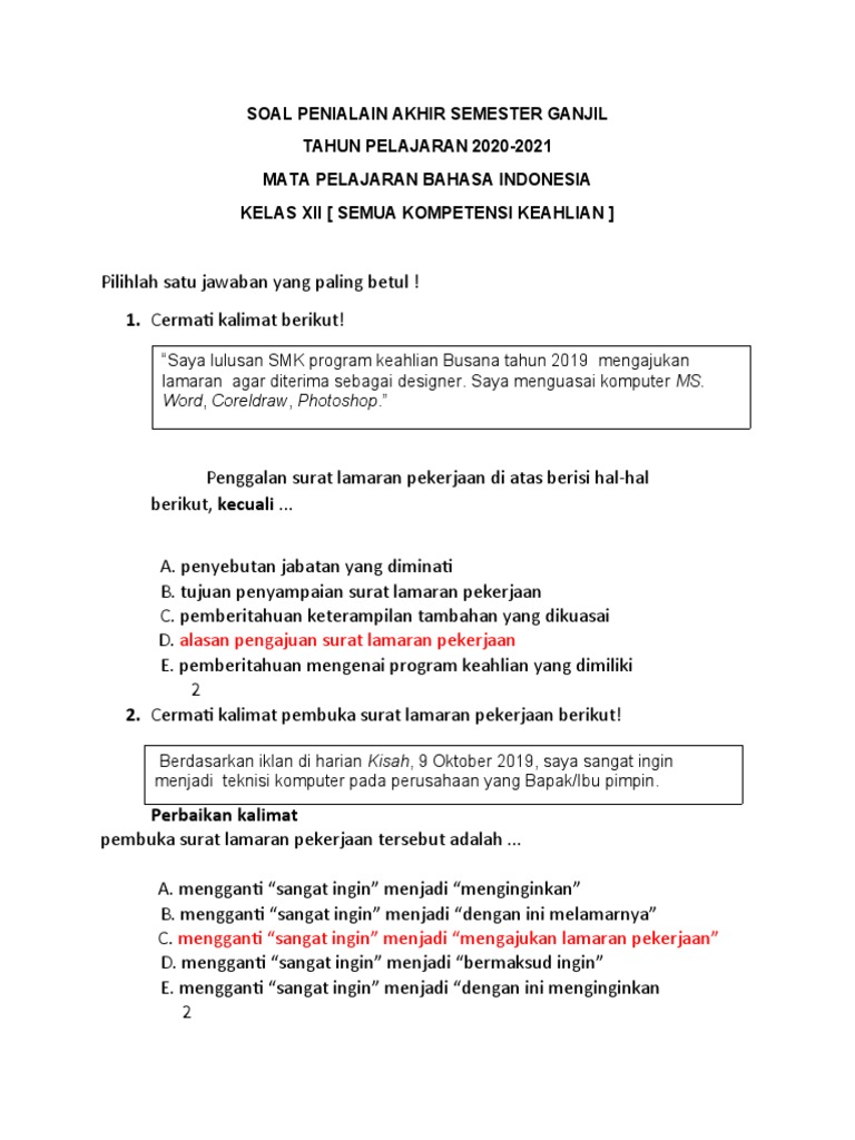 Soal Pas Ganjil BHS - Indonesia KLS Xii | PDF | Bisnis