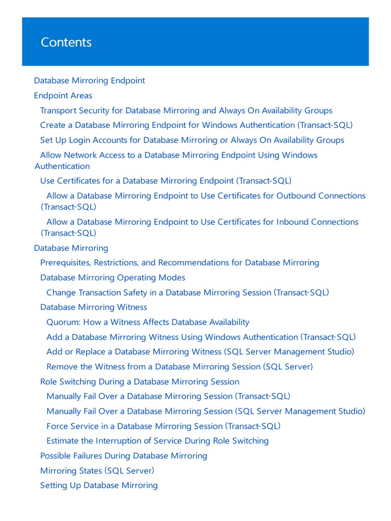 Database Mirroring | Download Free PDF | Port (Computer Networking) | Databases
