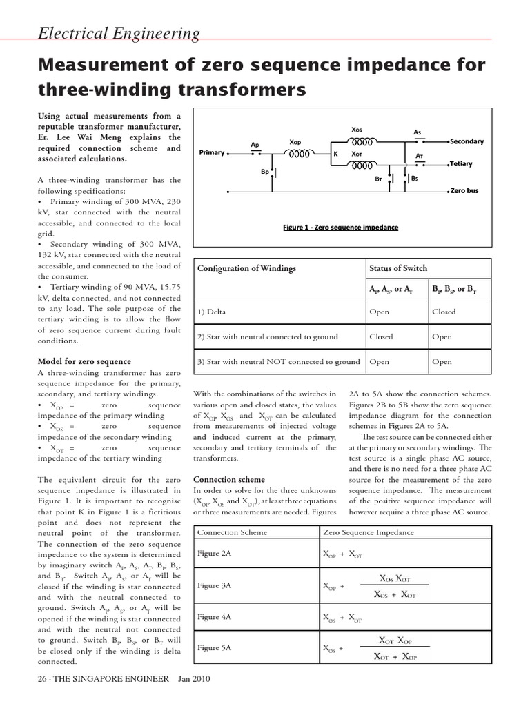 Measurement Of Zero Sequence Impedance For Three Winding Transformers Pdf Transformer
