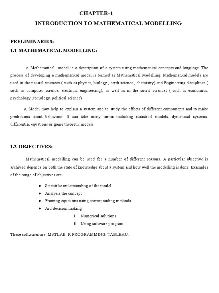 Chapter-1 Introduction To Mathematical Modelling | PDF | Mathematical ...