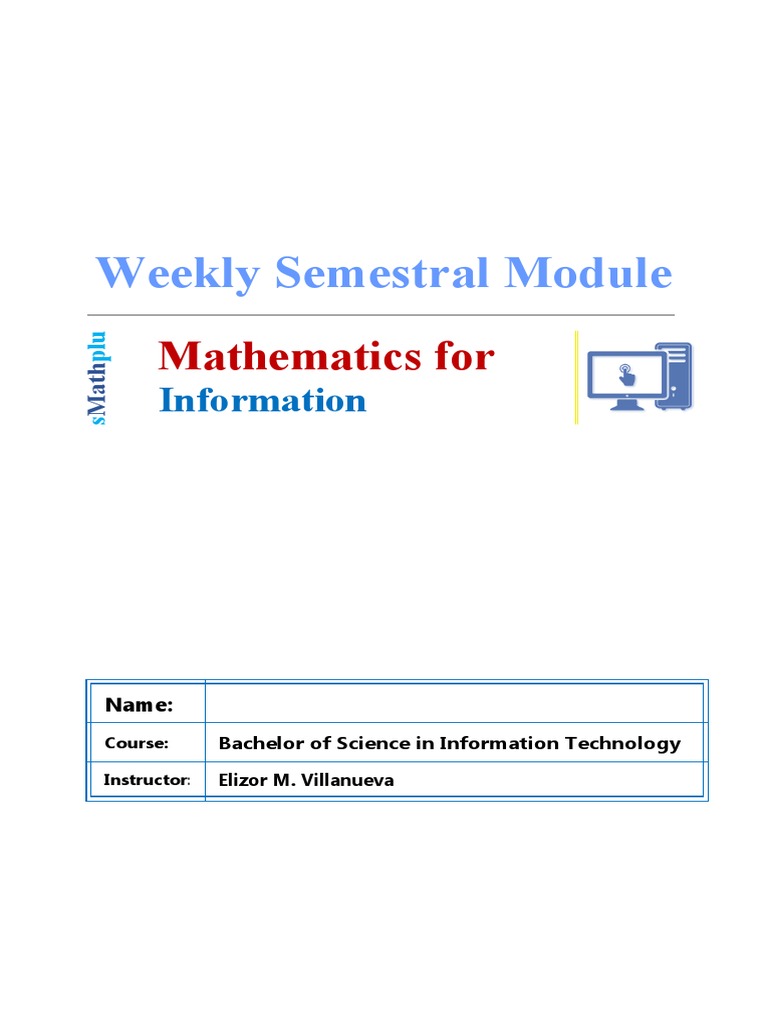Weekly Semestral Module: Mathematics For | PDF | Set (Mathematics ...