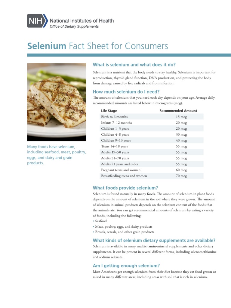 Selenium Fact Sheet For Consumers: What Is Selenium and What Does It Do ...