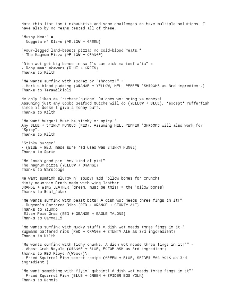 Recipe Orc | PDF