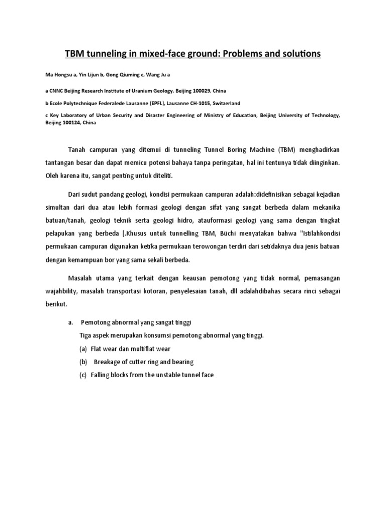 TBM Tunneling in Mixed | PDF