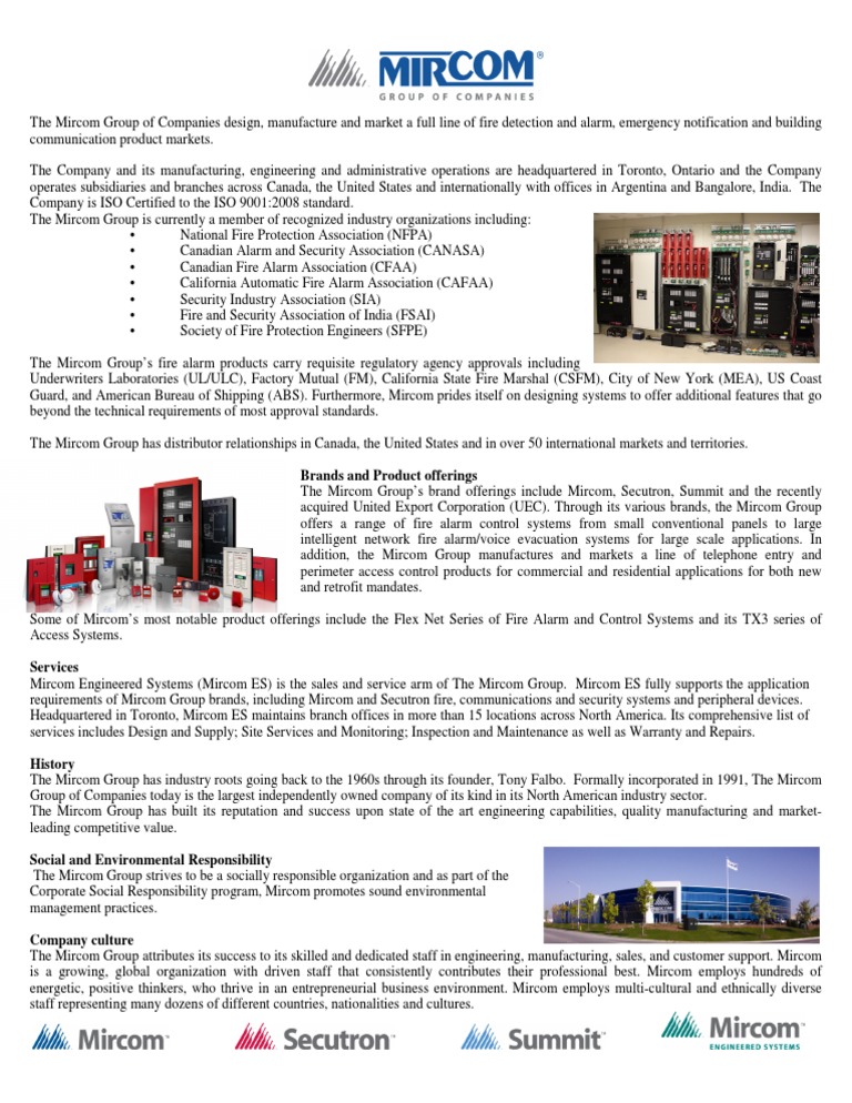 The Mircom Group of Companieswith Graphics | PDF | Business