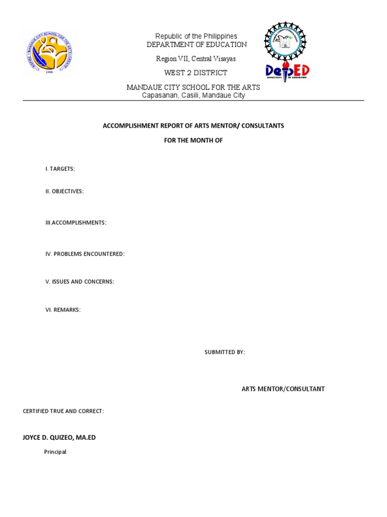 Accomplishment Report Form | PDF