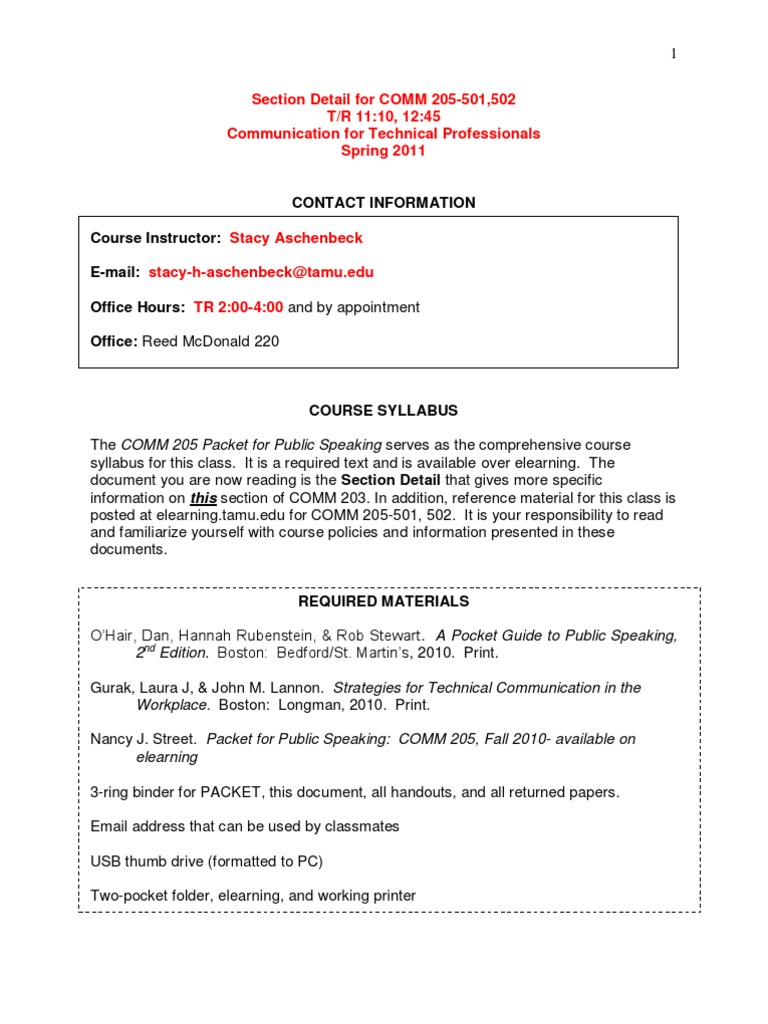 COMM 205 Syllabus | PDF | Microsoft Power Point | Public Speaking