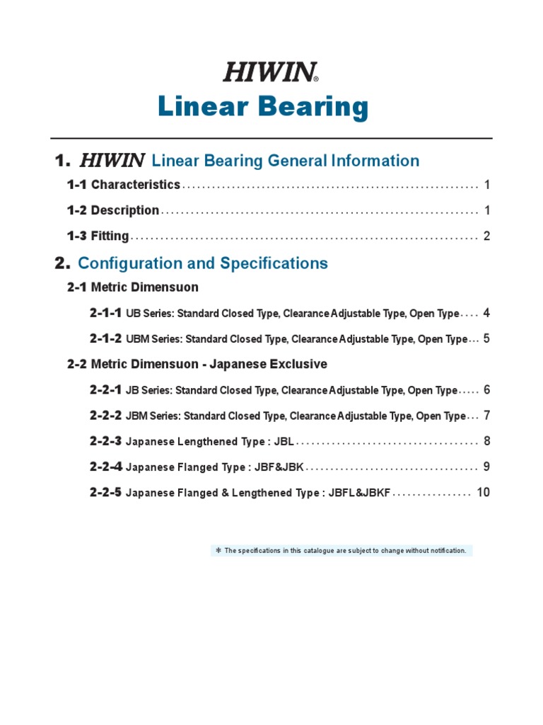 Guide to Linear Bearing Configurations and Specifications | PDF ...
