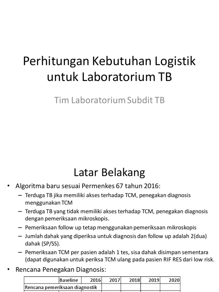 Perhitungan Kebutuhan Logistik Untuk Laboratorium TB | PDF