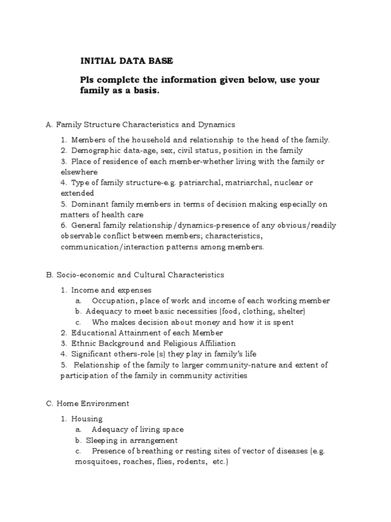 Initial Data Base | PDF | Obesity | Family