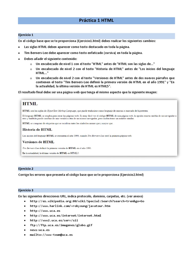 Práctica 1 HTML | PDF | HTML | Servidor web