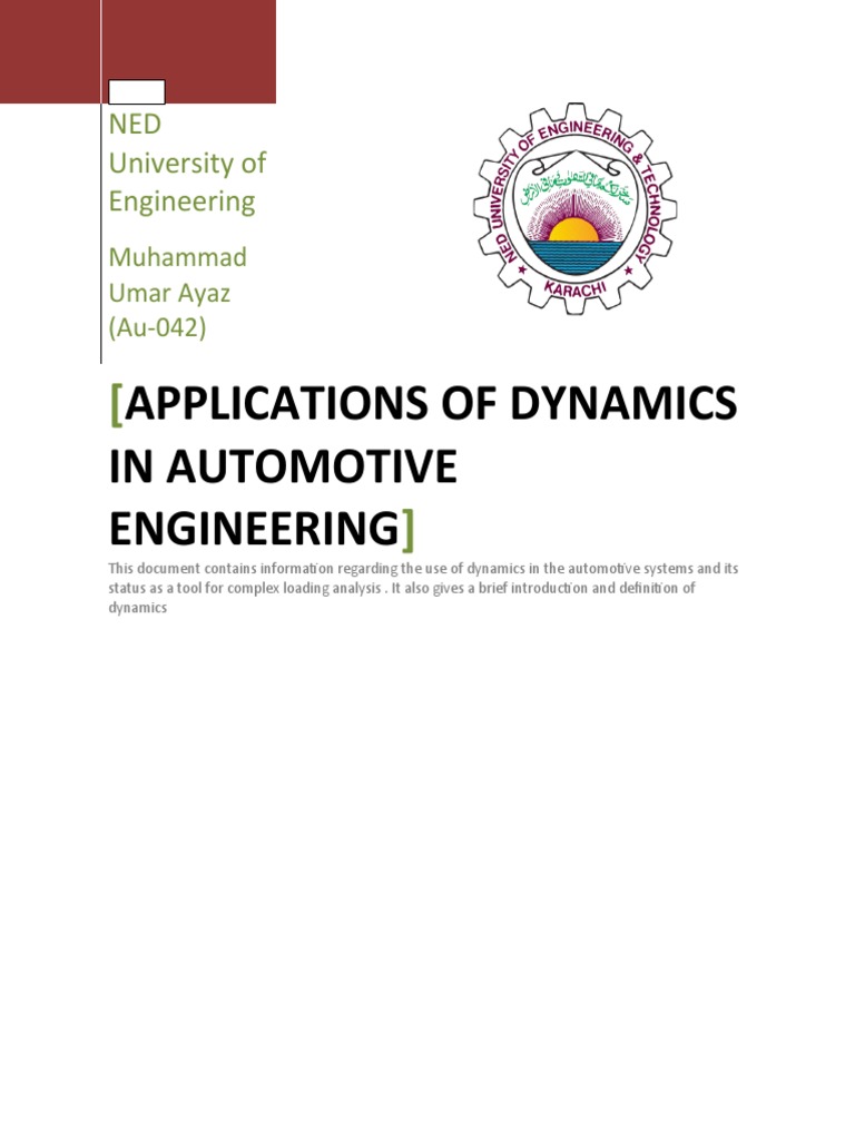 Applications of Dynamics in Automotive Engineering: An Overview of ...