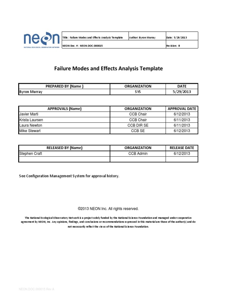 Failure Modes and Effects Analysis Template | PDF | Engineering | Safety