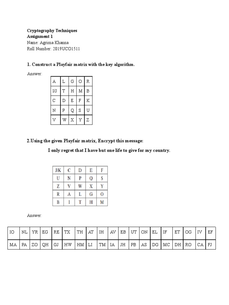 Cryptography Techniques Assignment | PDF | Encryption | Information Age