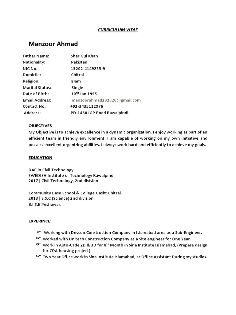 Manzoor Ahmad: Curriculum Vitae | PDF