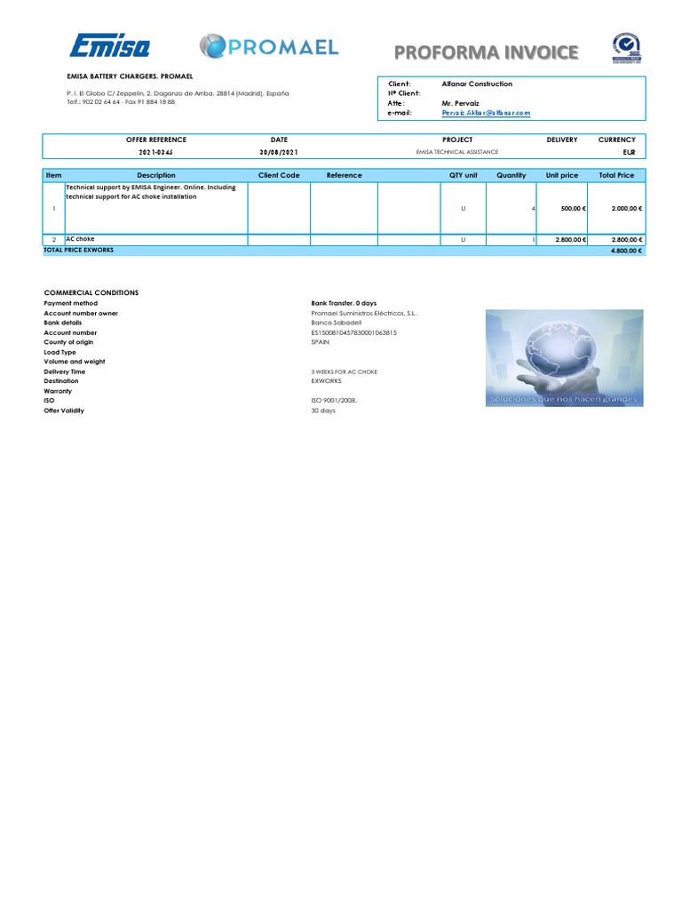 Proforma Invoice: Client: #Client: Atte: E-Mail | PDF | Market ...