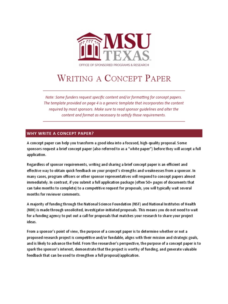 Concept Paper Template | PDF | National Institutes Of Health | Science