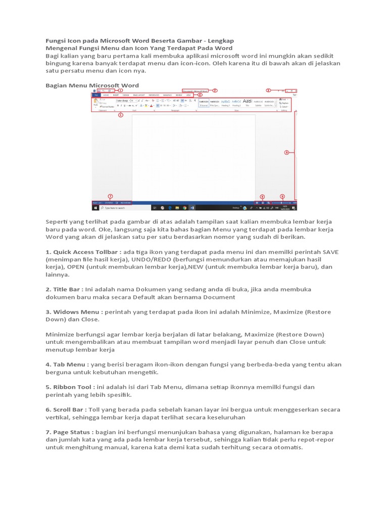 Fungsi Icon Pada Microsoft Word Beserta Gambar | PDF | Komputer