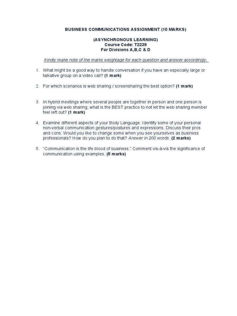 Biz Comm Asynchronous Assignment | PDF