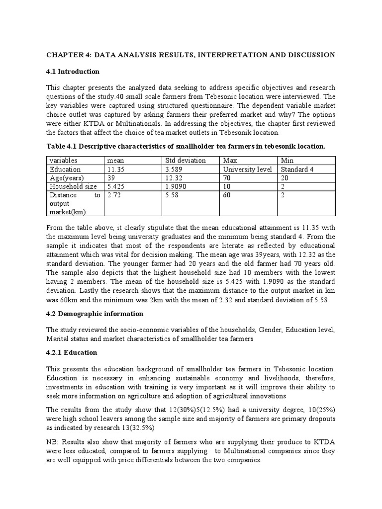 Chapter 4: Data Analysis Results, Interpretation and Discussion | PDF ...
