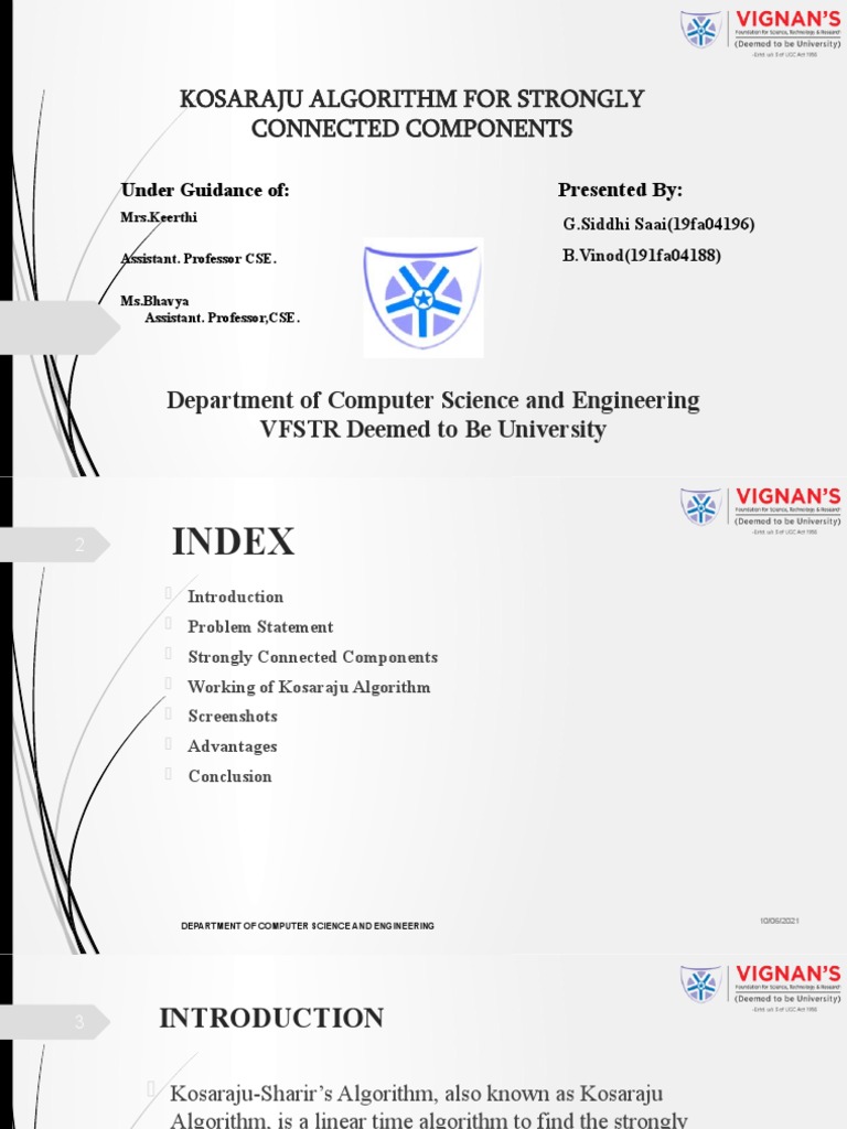 Kosaraju Algorithm For Strongly Connected Components | PDF ...