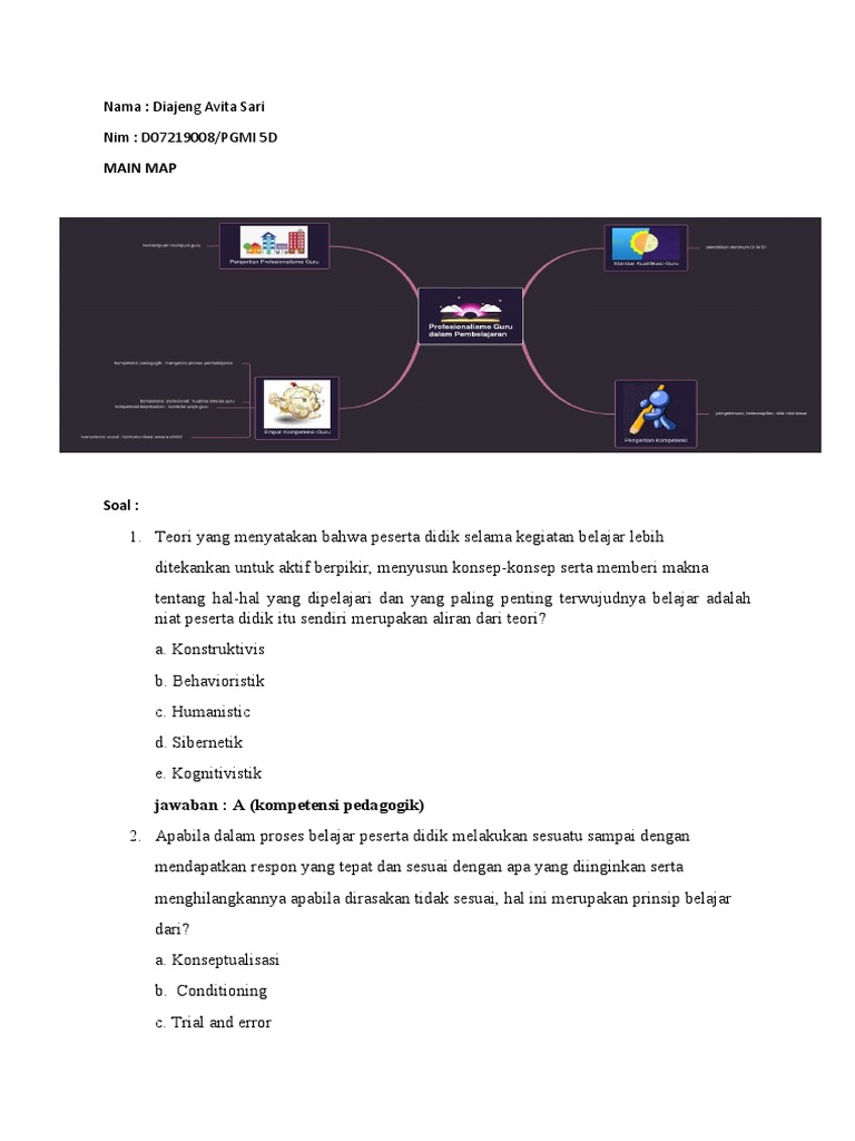 Main Map Dan Latihan Soal - Diajeng Avita Sari - 5D - D07219008 | PDF