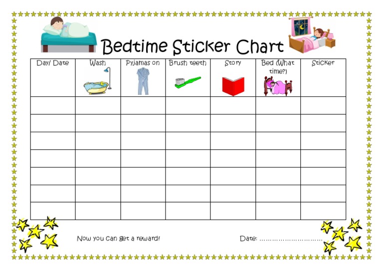 Bedtime Sticker Chart Template | PDF | Games & Activities | Home & Garden