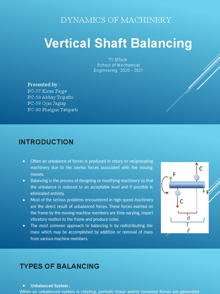 DOM Group PPT Vertical Shaft Balancing | PDF | Force | Rotation Around A Fixed Axis