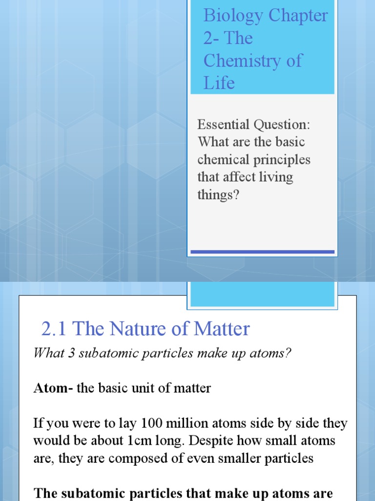 Chapter 2 - The Chemistry of Life | PDF | Chemical Compounds | Solution