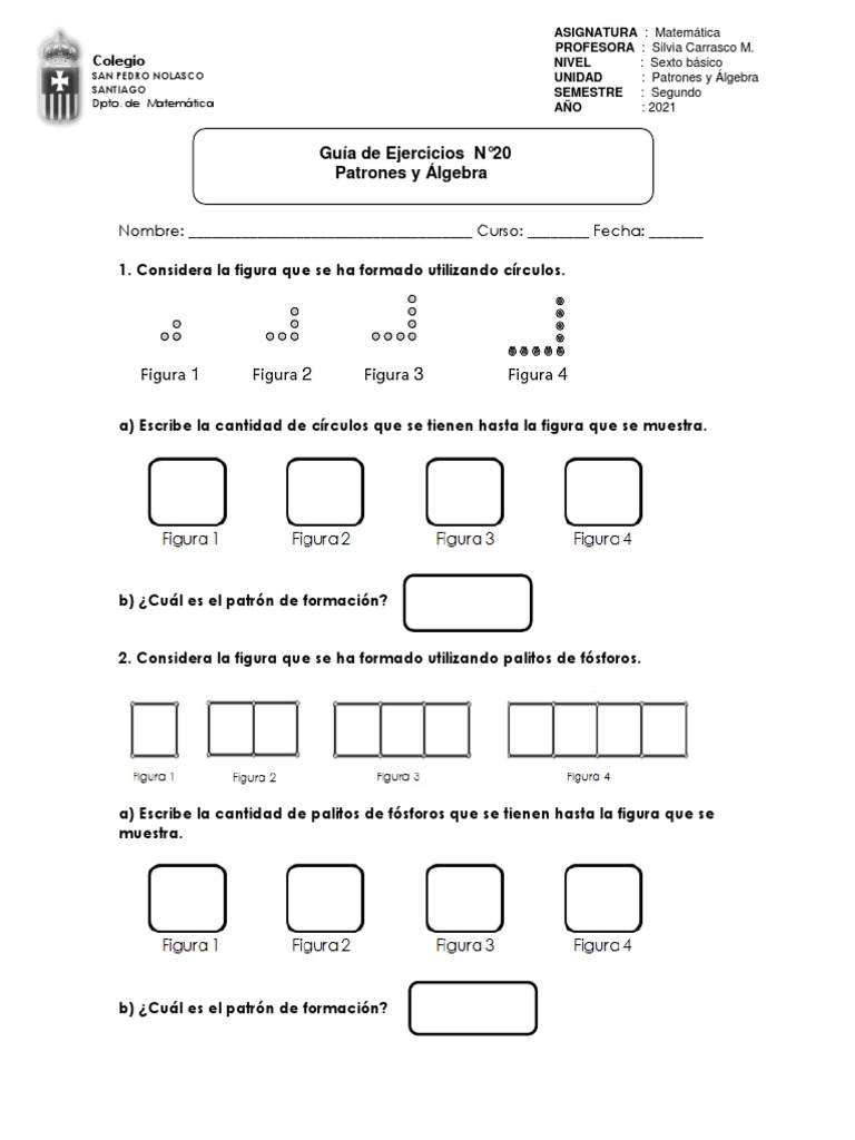 Guía Patrones y Álgebra | PDF
