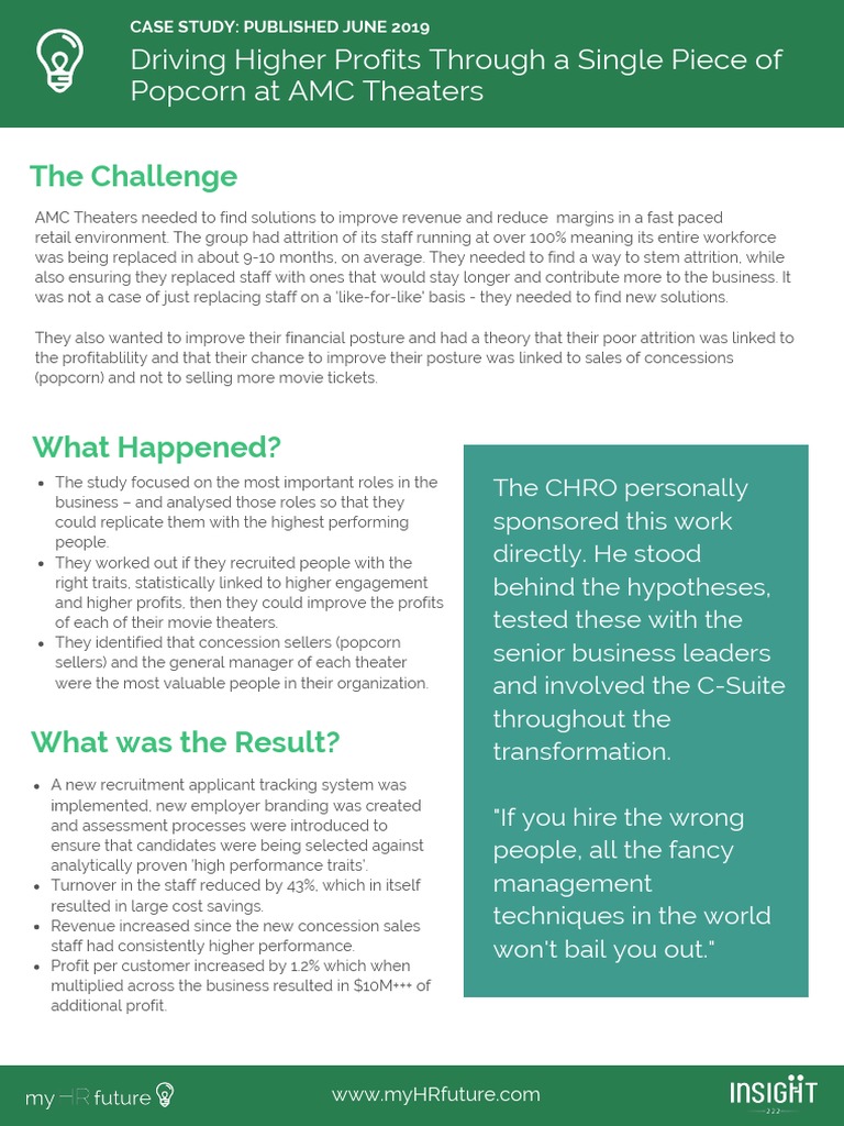 AMC Theatres Case Study | Download Free PDF | Sales | Recruitment