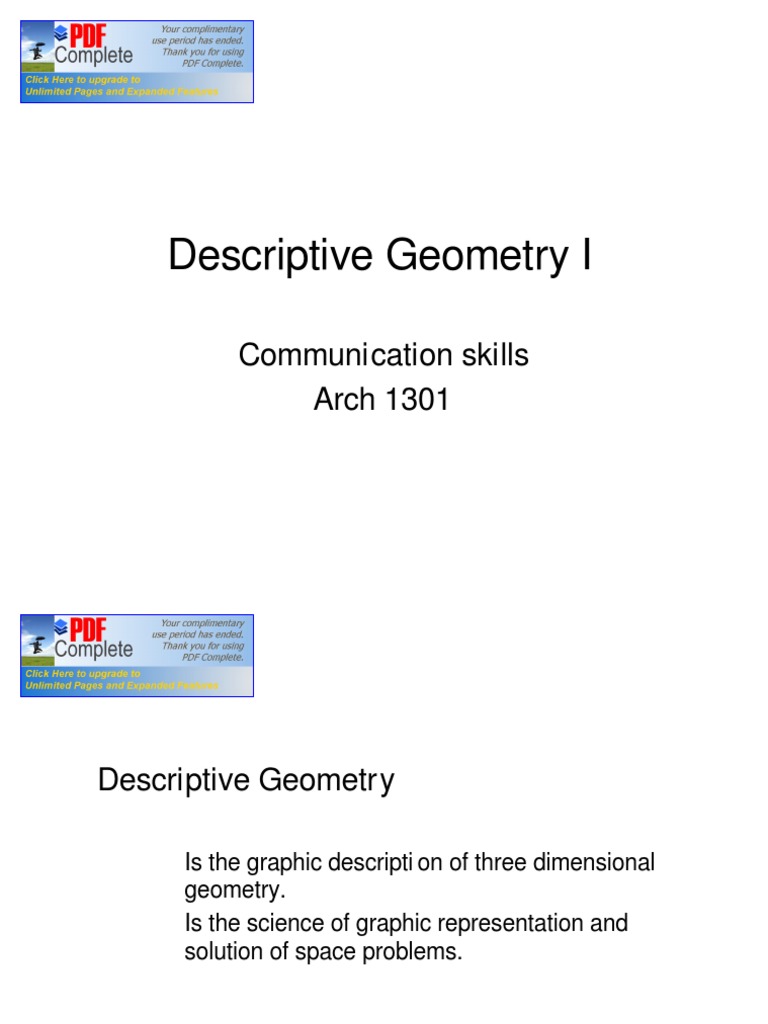 Descriptive Geometry I: Communication Skills Arch 1301 | PDF ...