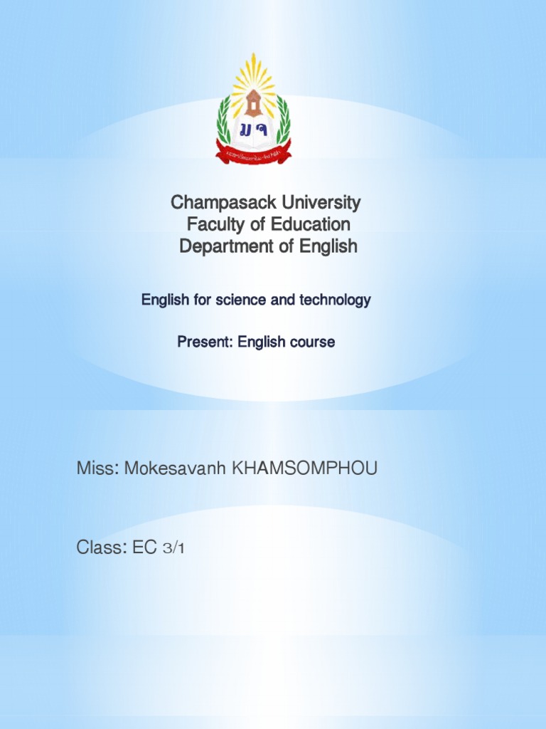 Champasack University Faculty of Education Department of English | PDF ...