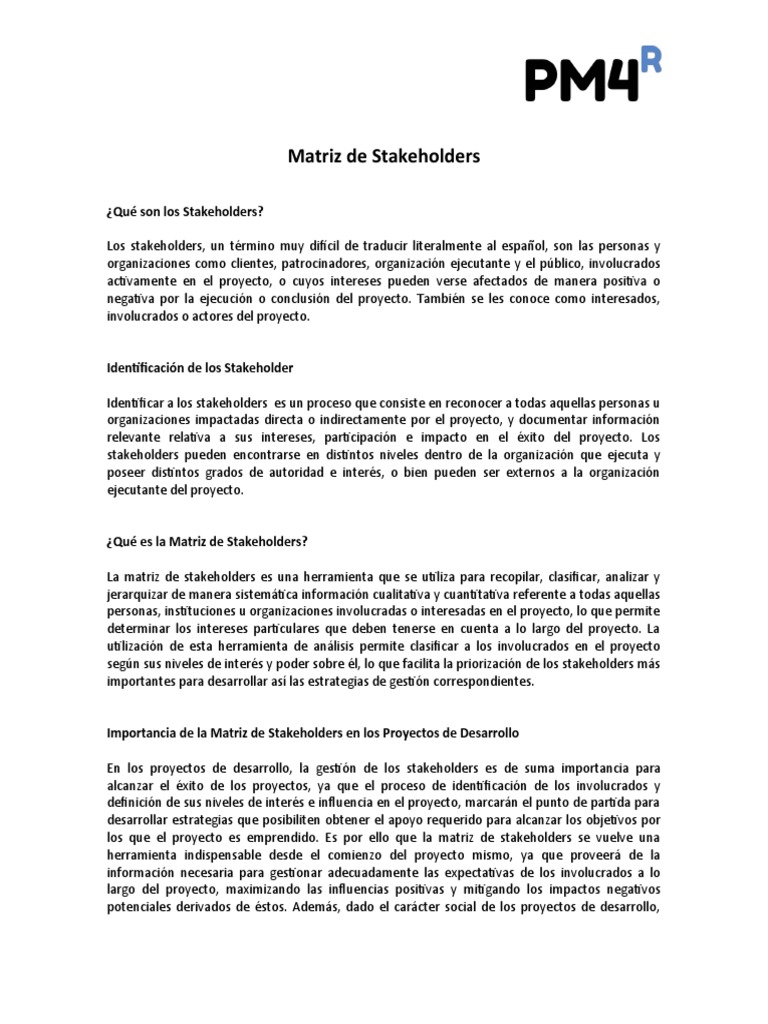 Matriz de Stakeholders - Guia | PDF | Grupo de interés (corporativo ... Matriz de Stakeholders - Guia | PDF | Grupo de interés (corporativo ...