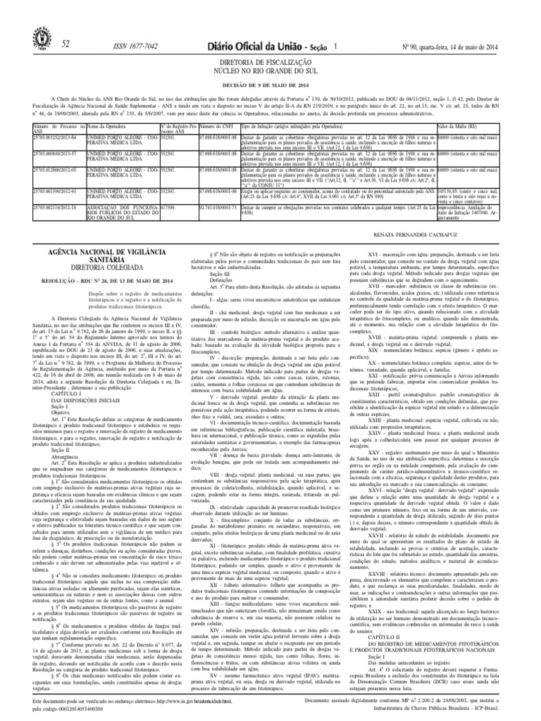 RDC 26 - 2014 | PDF | Farmacêutico | Plantas