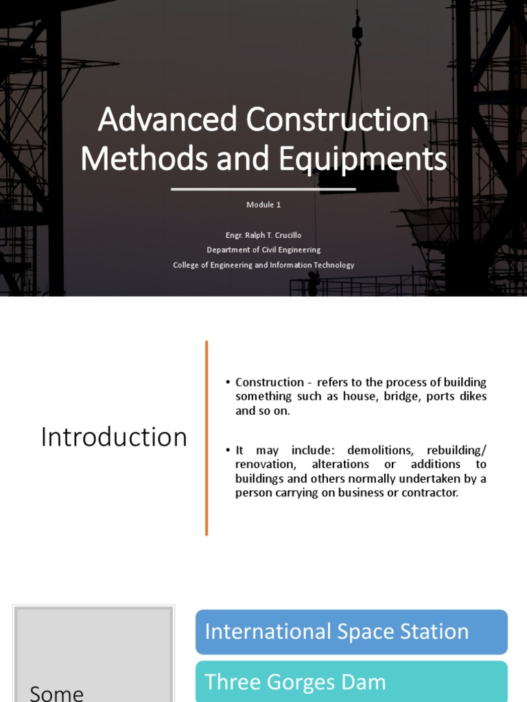 Advanced Construction Methods and Equipments | PDF | Specification ...
