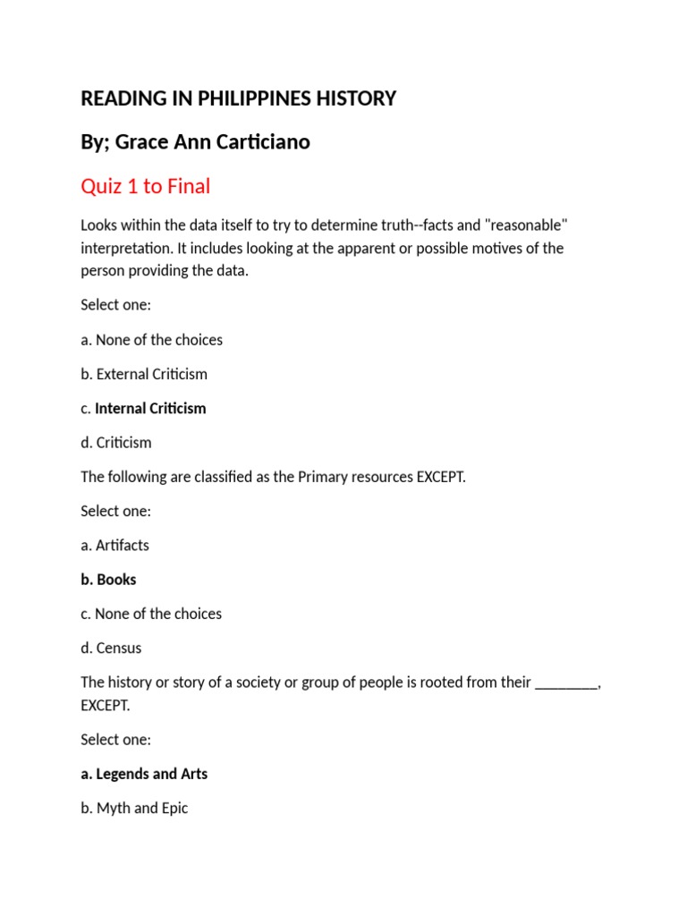 RPH Quiz To Final | PDF | Philippines