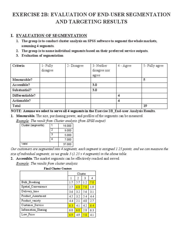 Exercise 2B - Segmentation Evaluation | PDF | Market Segmentation ...