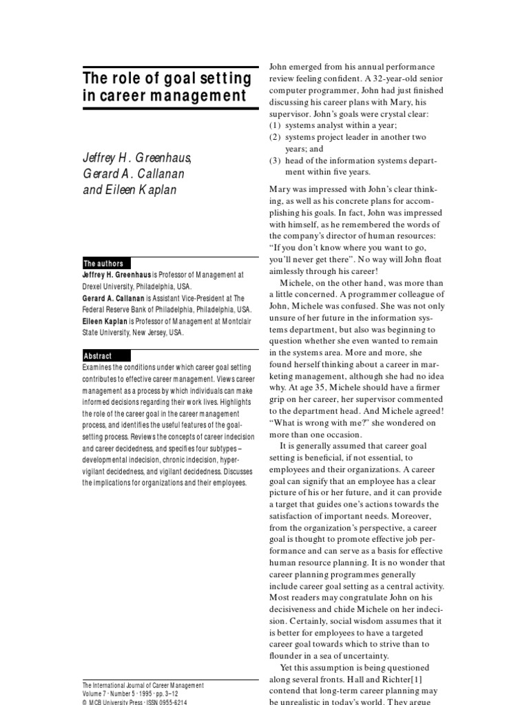 Setting Goals in Career Management | PDF | Goal Setting | Goal