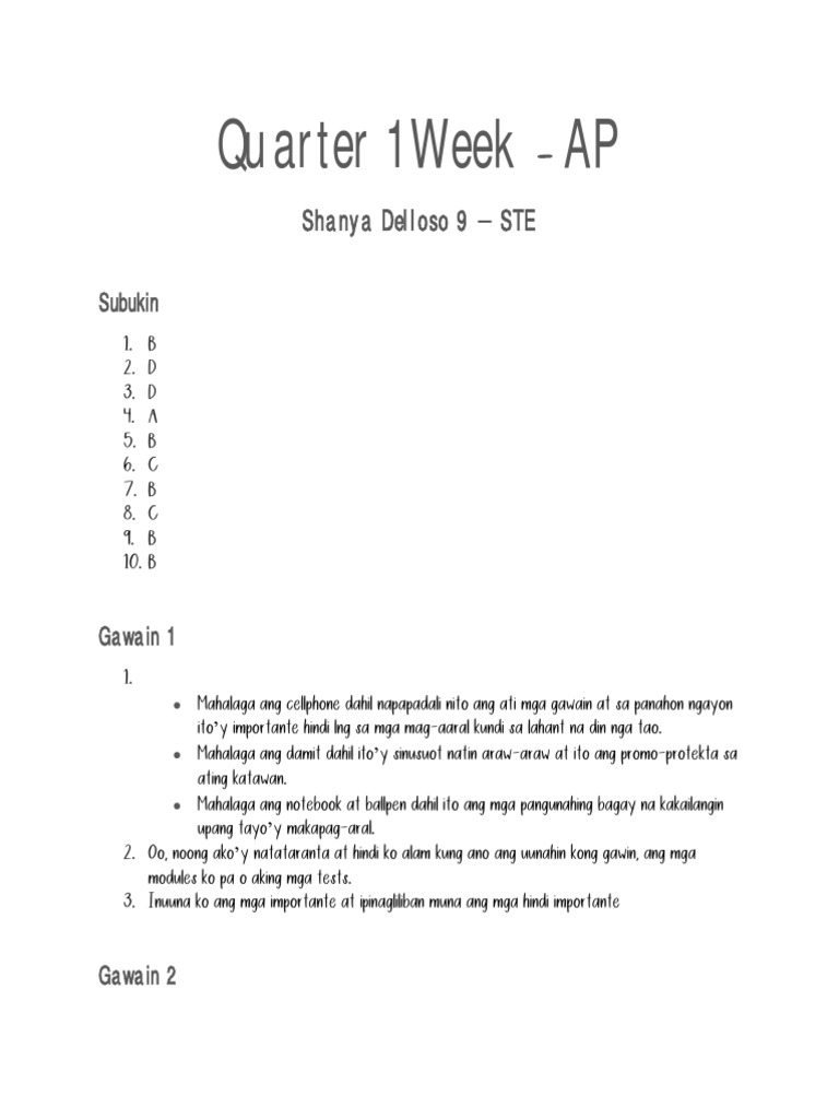 Quarter 1 Week 2 AP | PDF