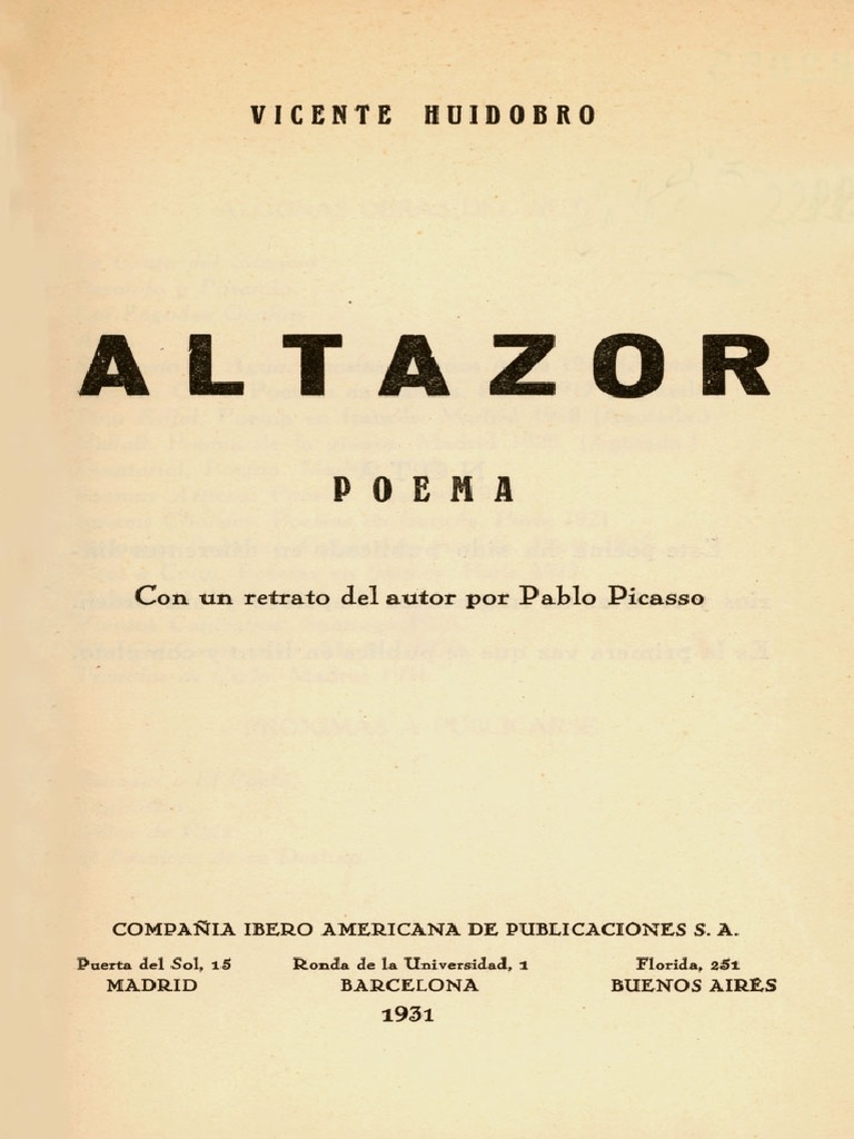 Altazor Canto 1 | PDF