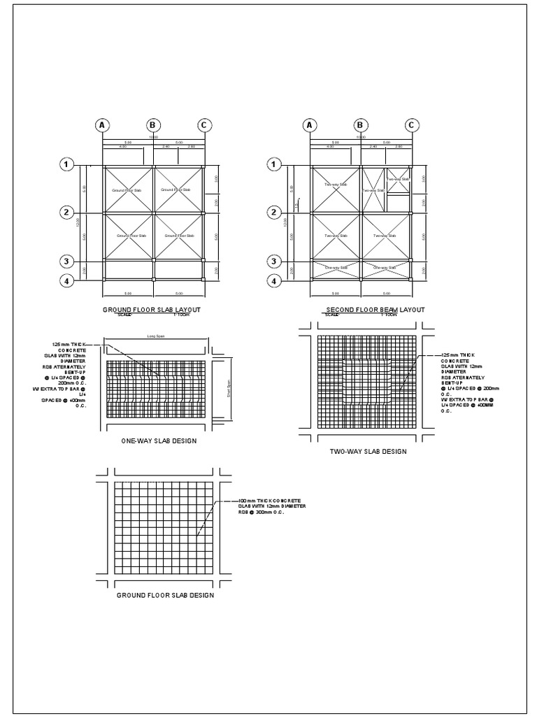 Floor Slab Design Layouts and Details for a Two-Story Building | PDF ...