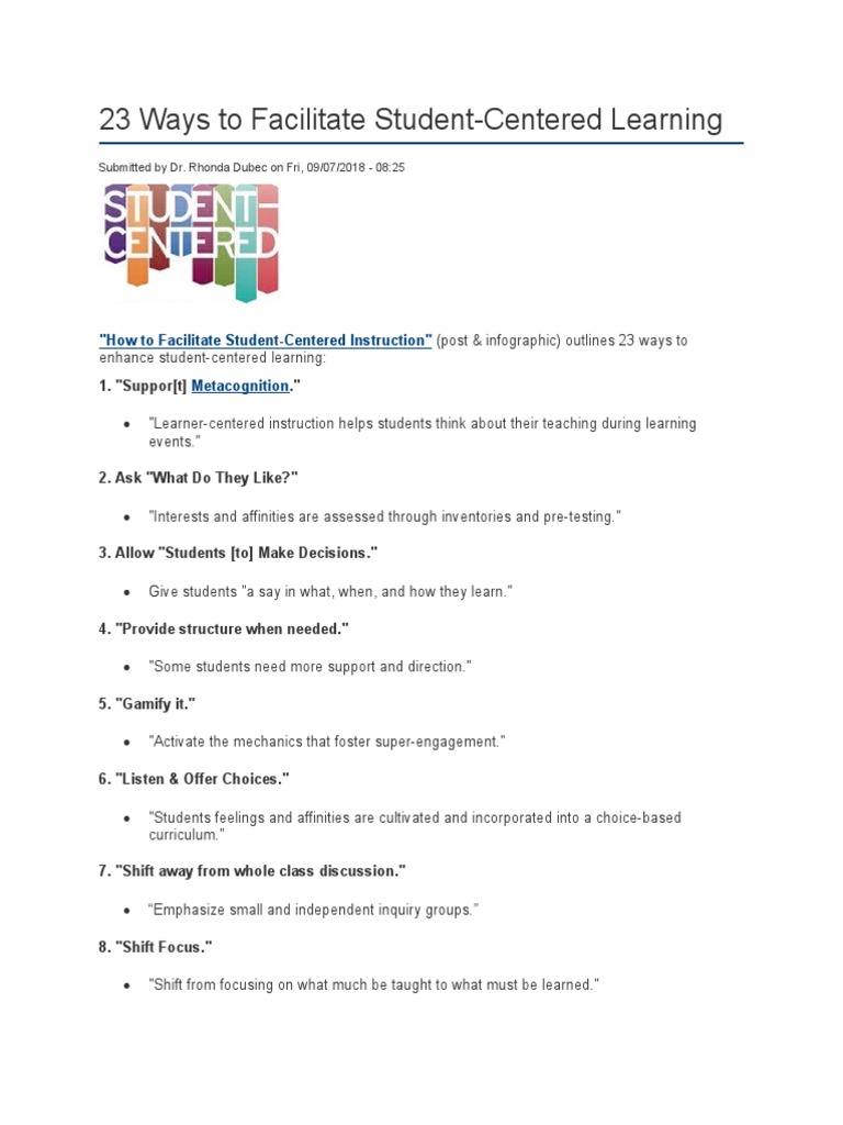 23 Ways To Facilitate Student Pdf Learning Teachers