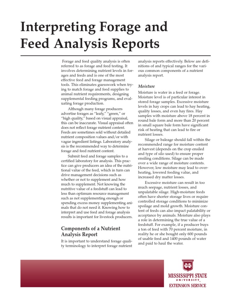 Interpreting Forage and Feed Analysis Reports: Components of A Nutrient ...