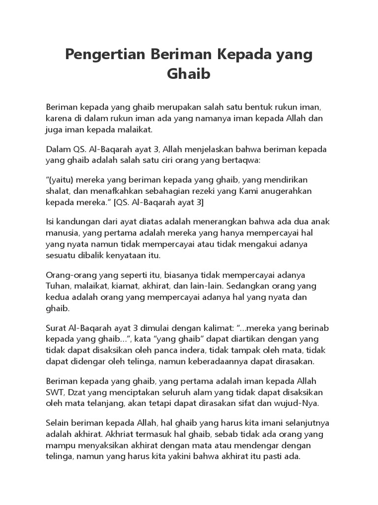 Pengertian Beriman Kepada Yang Ghaib | PDF
