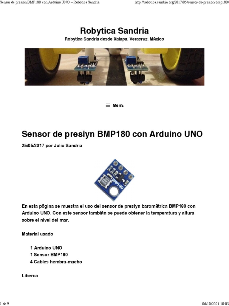 Sensor de Presión BMP180 Con Arduino UNO - Robótica Sandria | PDF ...