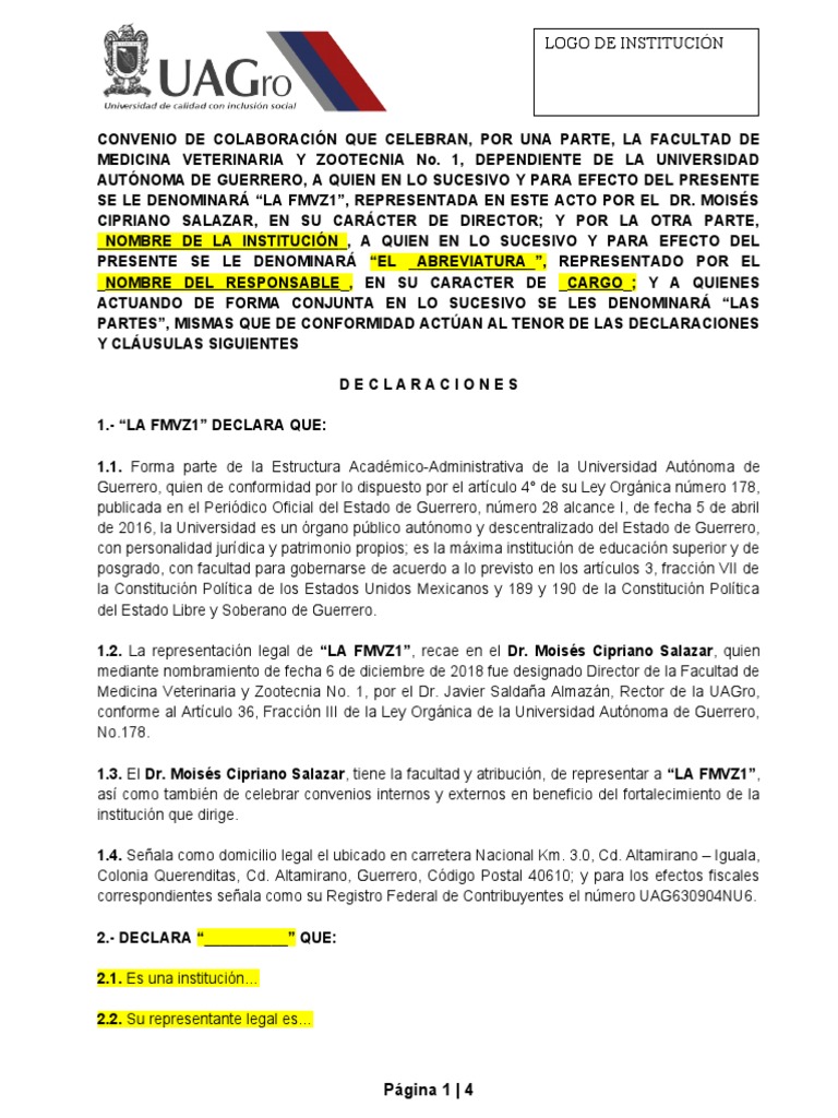 Formato de Convenio | PDF